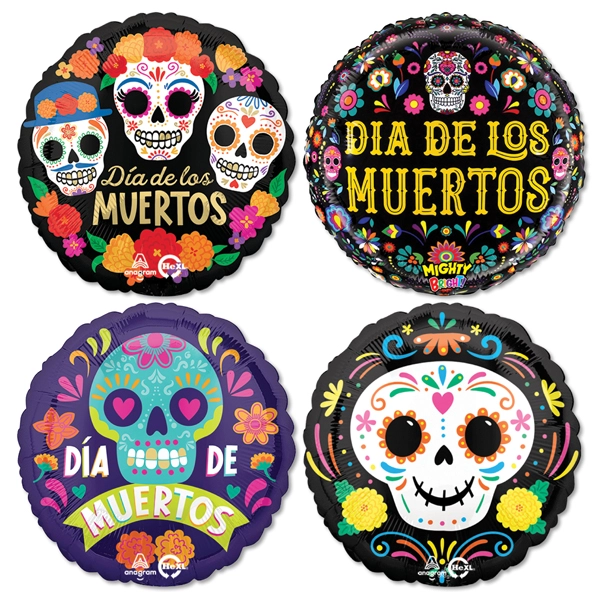 Standard Foil Day of the Dead Balloon Assortment 25pk - Balloons.com