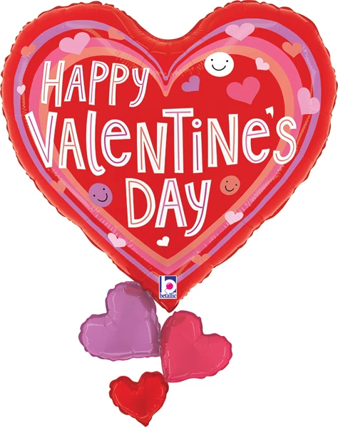 28" Valentine Smiley Hearts Balloon - Balloons.com