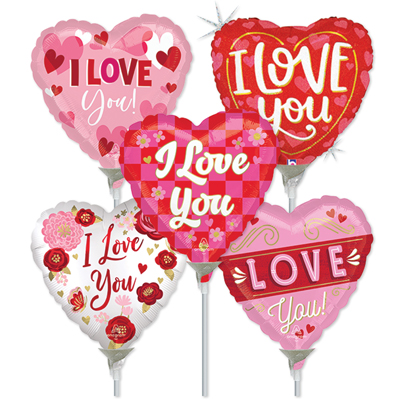 4 Inch Love Pre-Inflated Micro Stick Balloons ProfitPak 30pk - Balloons.com