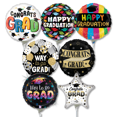 9 Inch Graduation Pre-Inflated Mini Stick Balloons ProfitPak 30pk ...