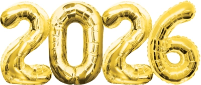 34" 2026 Gold Number Balloon Bunch - Balloons.com