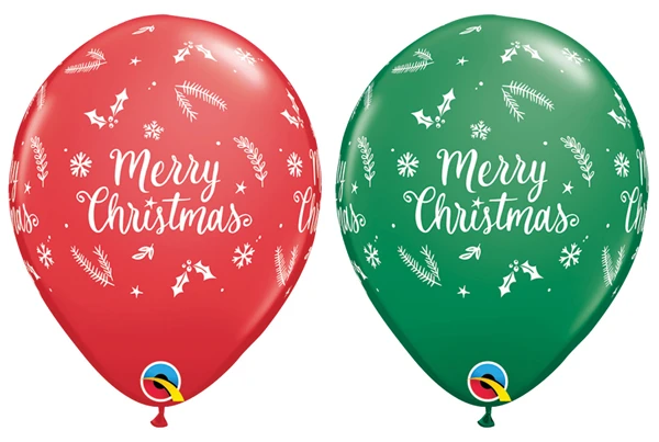11" Christmas Evergreen Latex Balloon Assortment 50pk - Balloons.com