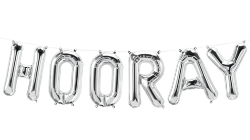 Air-fill Balloon Kit HOORAY Silver - Balloons.com