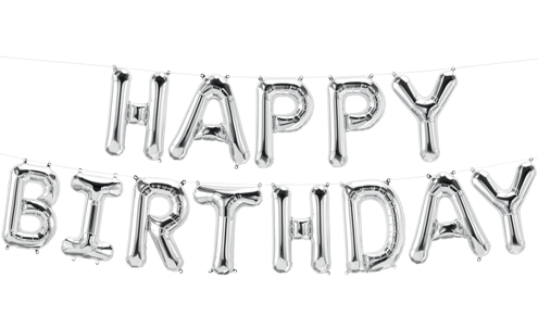 Air-fill Balloon Kit HAPPY BIRTHDAY Silver - Balloons.com