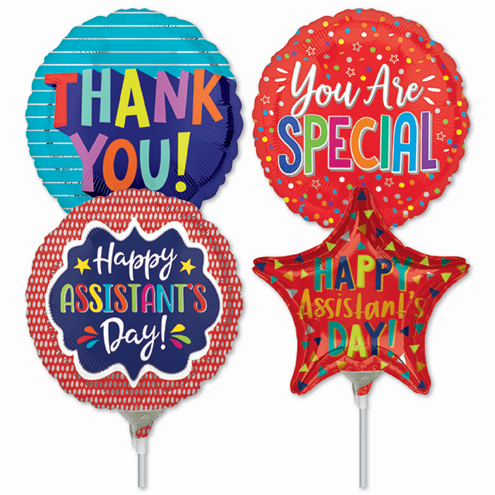 9 Inch Assistant Appreciation Pre-Inflated Mini Stick Balloons ...