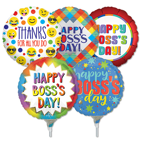9 Inch Boss's Day Pre-Inflated Mini Stick Balloons ProfitPak 30pk ...