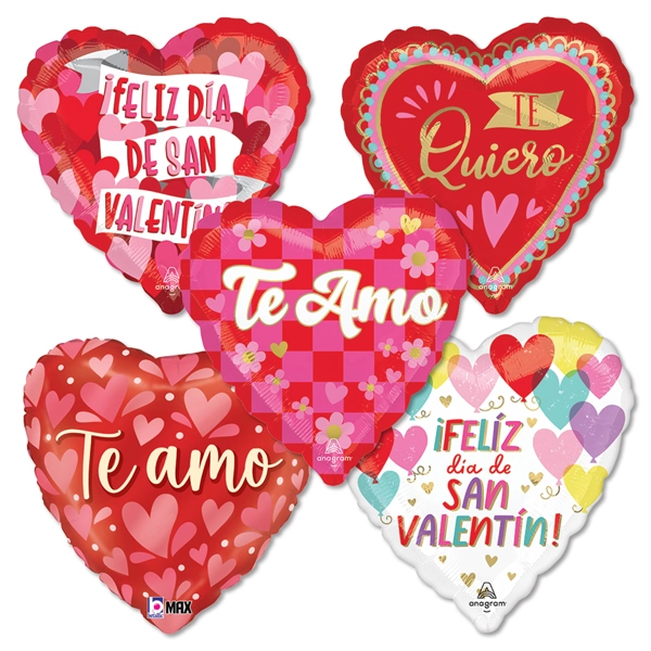 Standard Foil Valentine & Love Spanish Assortment 25pk - Balloons.com