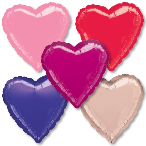 Standard Foil Solid Color Heart Assortment 25pk - Balloons.com