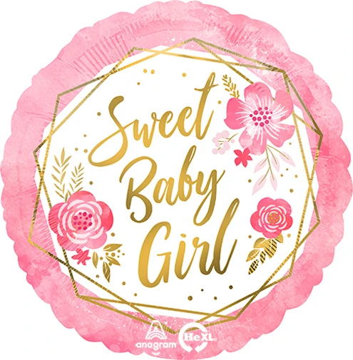 Std Baby Girl Floral Geo Balloon - Balloons.com