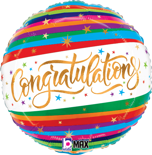 Std Congratulations Fun Stripes Balloon - Balloons.com