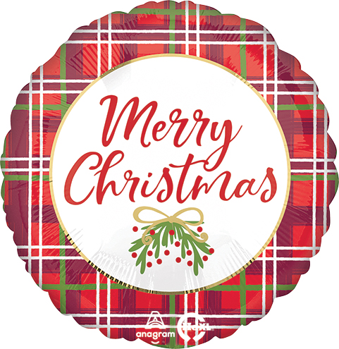 Std Christmas Plaid Balloon - Balloons.com