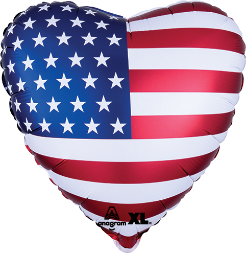Std Patriotic Heart Flag Balloon - Balloons.com