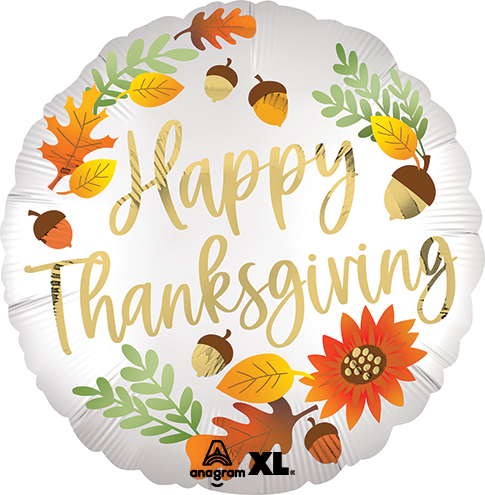 Std Satin Happy Thanksgiving Balloon - Balloons.com