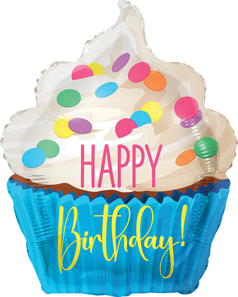 28 Inch Birthday Cupcake Balloon - Balloons.com