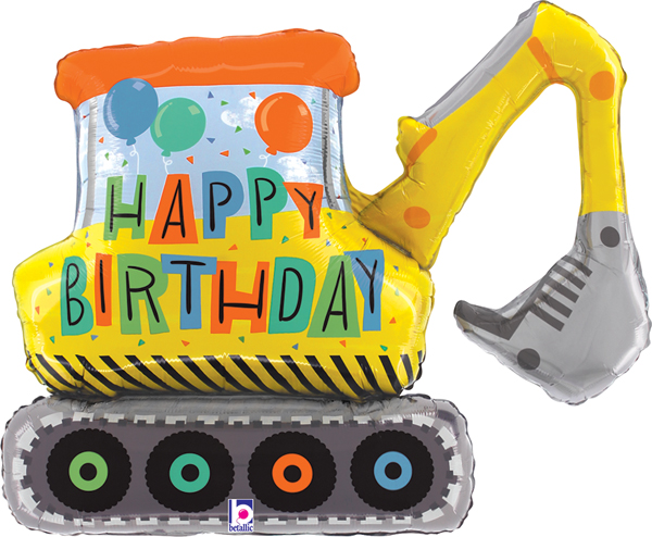 31 Inch Birthday Construction Excavator Balloon - Balloons.com