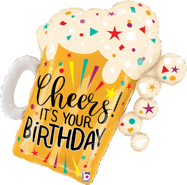 27 Inch Birthday Fun Confetti Beer Balloon - Balloons.com