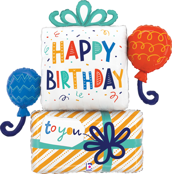 35 Inch Birthday Gift And Balloons Balloons