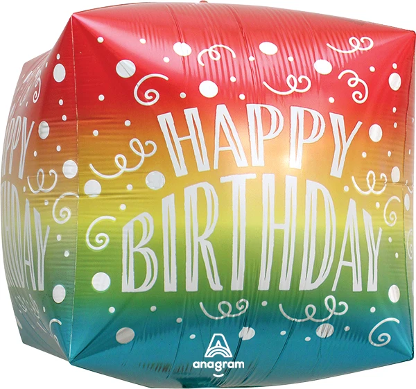 15" Cubez Birthday Gradient Swirls Balloon - Balloons.com