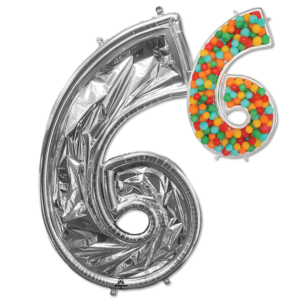 55 Inch BalloonFormz Number "6" Silver Balloon - Balloons.com