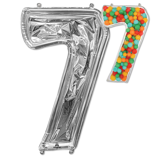 51 Inch BalloonFormz Number "7" Silver Balloon - Balloons.com
