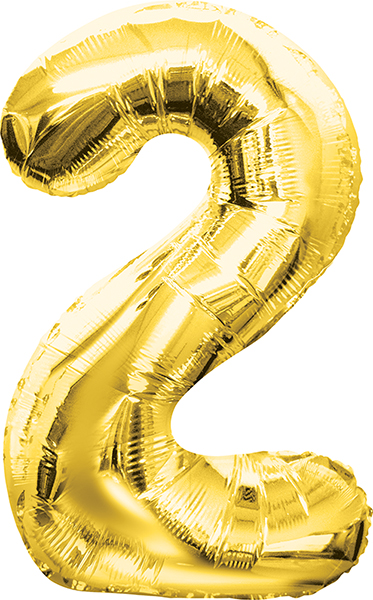 34 Inch Gold Number 2 Balloon - Balloons.com