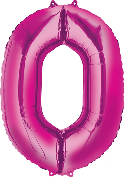 34 Inch Pink Number Zero Balloon - Balloons.com