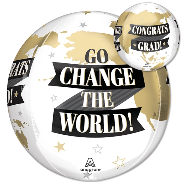 16" Orbz Graduation Go Change the World Balloon - Balloons.com