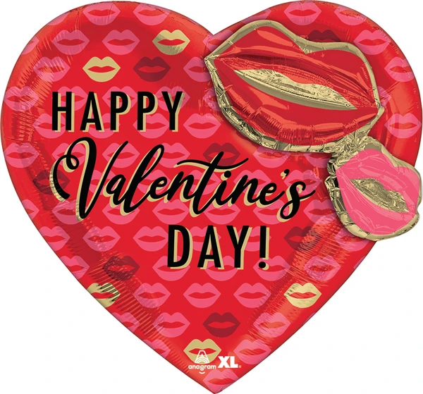 28" Valentine Kissy Lips Multi-Balloon - Balloons.com