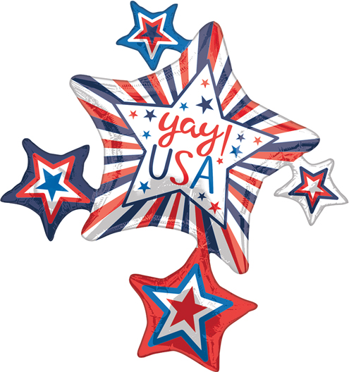 35 Inch USA YAY Star Cluster Balloon - Balloons.com